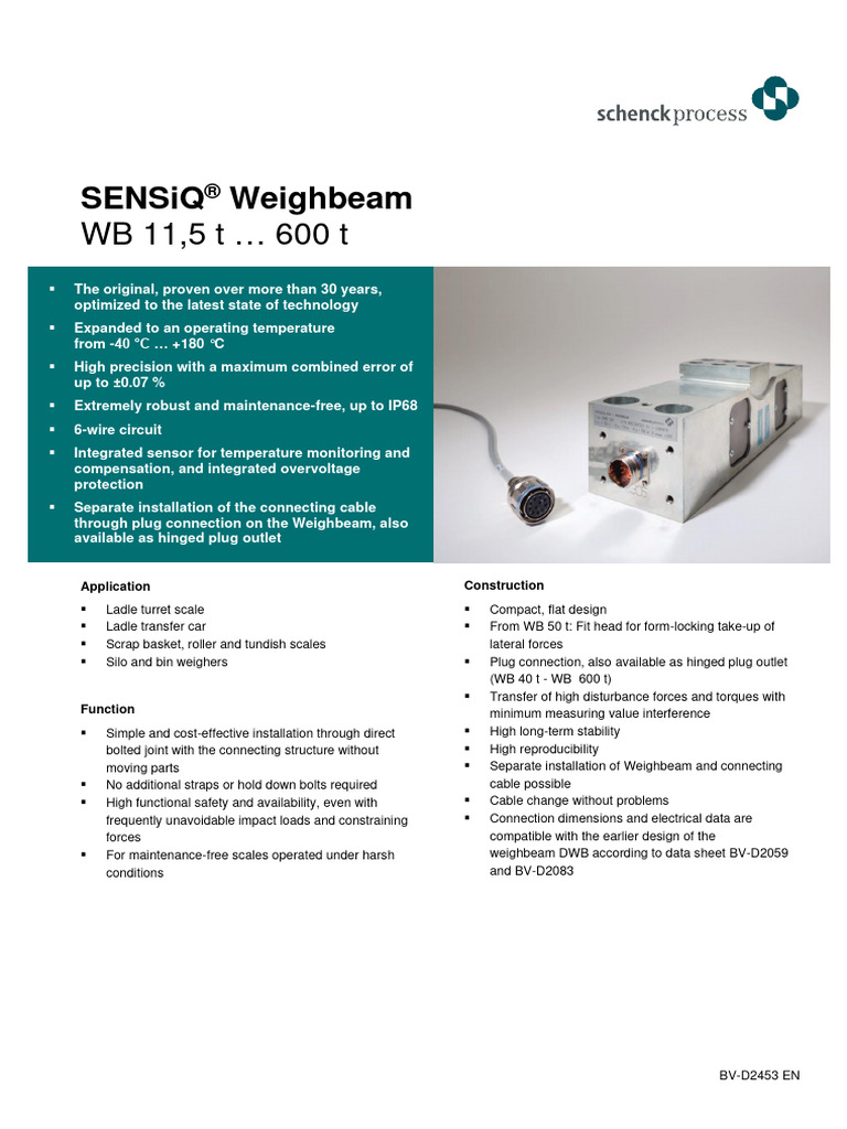 Sensiq Weighbeam: WB 11,5 T 600 T | Download Free PDF | Electrical Connector | Electromagnetism