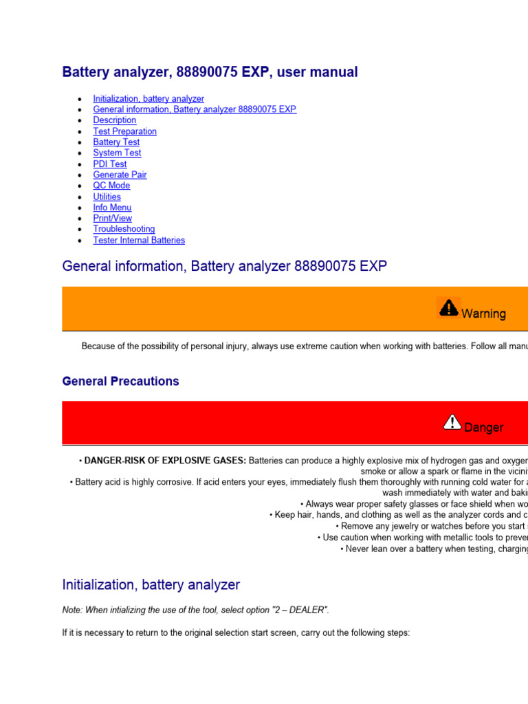 Battery Analyzer 88890075 EXP User Manual | PDF | Icon (Computing ...