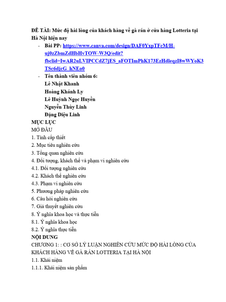 BÁO CÁO Lotteria 1. | PDF