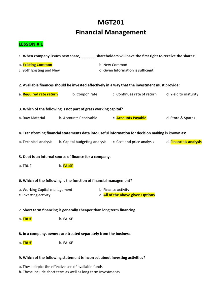 MGT201 Financial Management | PDF | Present Value | Interest MGT201 Financial Management | PDF | Present Value | Interest