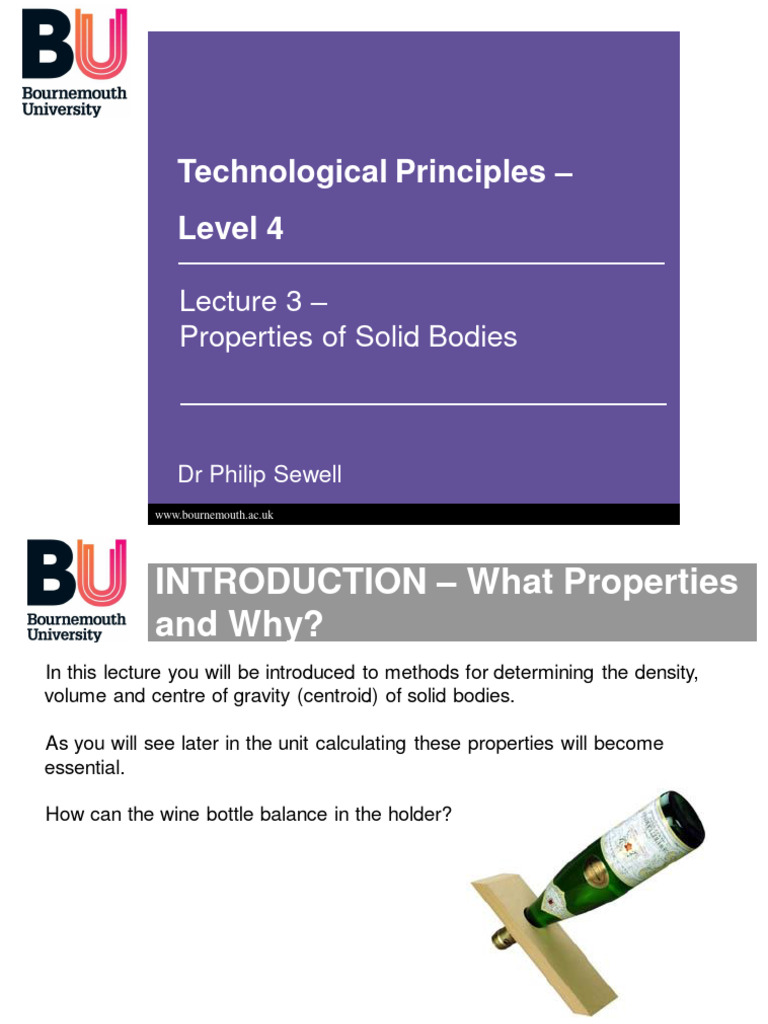 Lecture 3 - Properties of Solid Bodies | PDF | Density | Center Of Mass