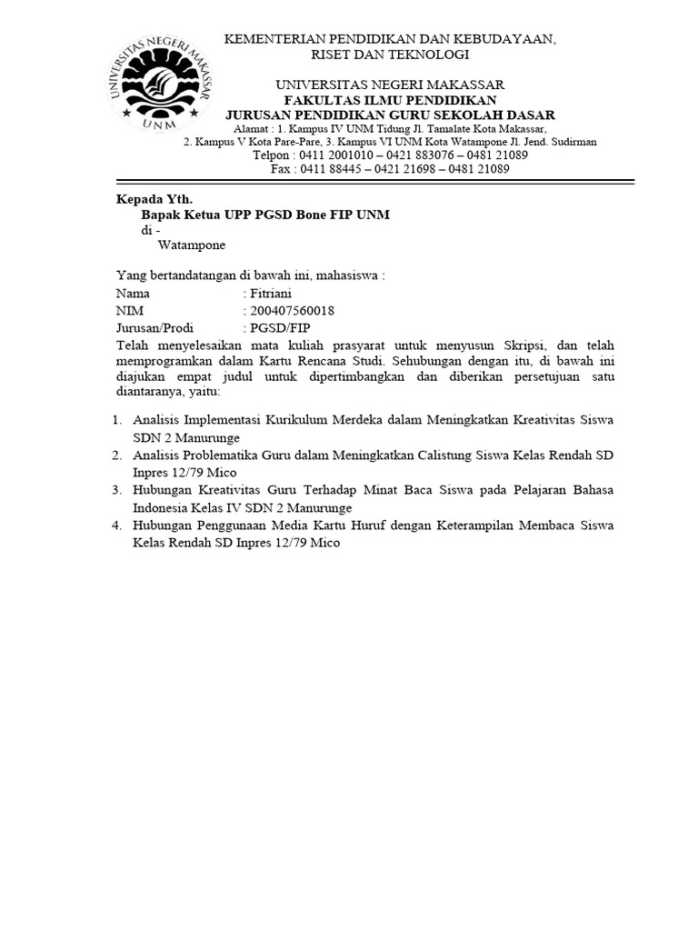 Format Pengajuan Judul | PDF