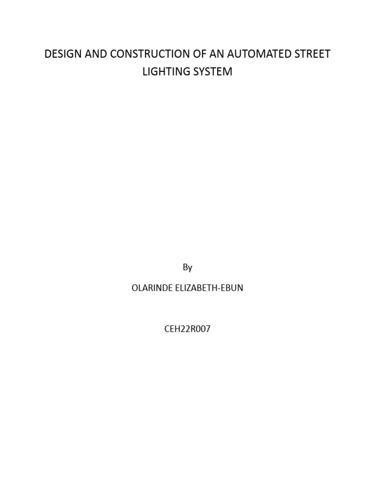 Automated Street Lighting Design | PDF | Microcontroller | Street Light