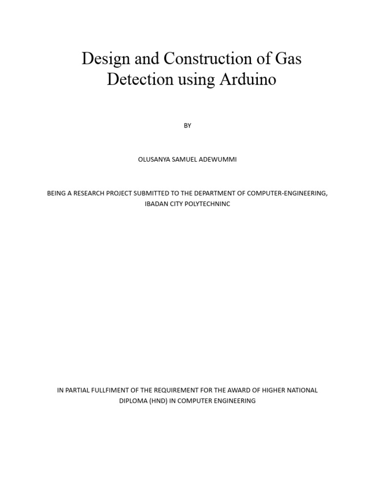 Design and Construction of Gas Detection System Using Arduino | PDF ...