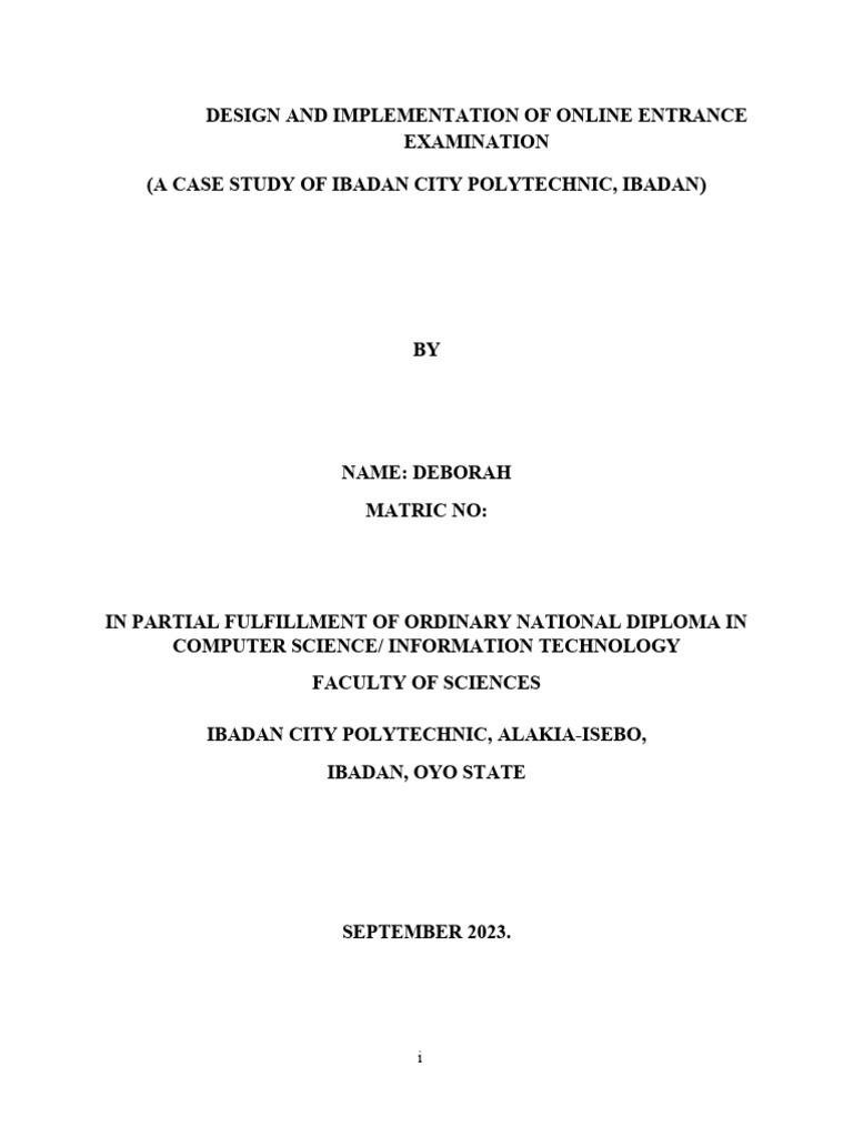 Design and Implementation of Online Entrance Examination | PDF | Multiple Choice | Academic ...