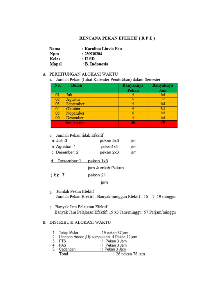 RPE B. Indonesia Kelas 2 | PDF | Kajian Bahasa Asing