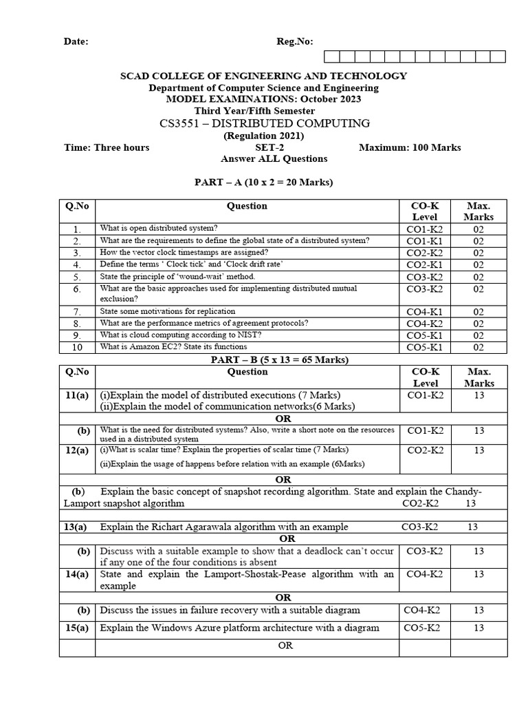 Model CS3551 DC Set 2 | PDF | Distributed Computing | Virtualization