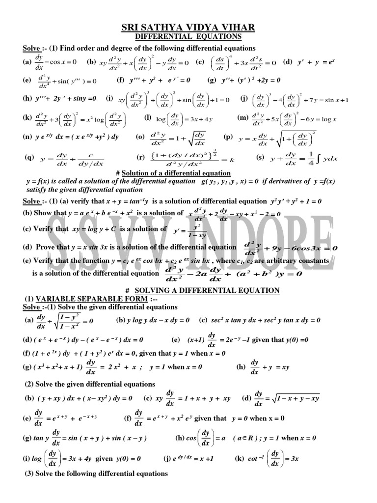 Diff Eq SSVV 2324 | PDF | Equations | Differential Calculus