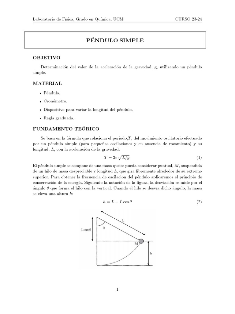 Péndulo Simple | PDF | Péndulo | Oscilación