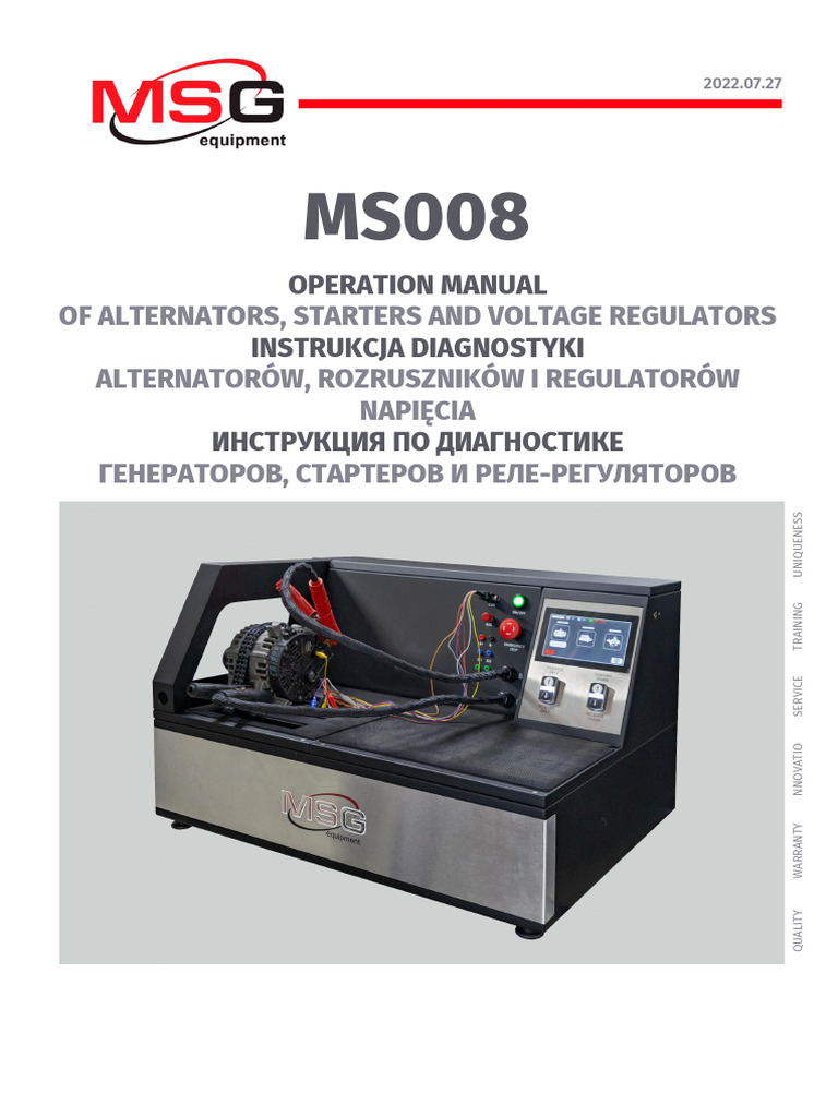 MS008 Operation Manual | PDF | Electrical Connector | Alternating Current