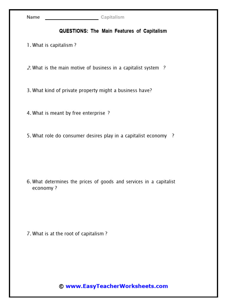 QUESTIONS: The Main Features of Capitalism | PDF