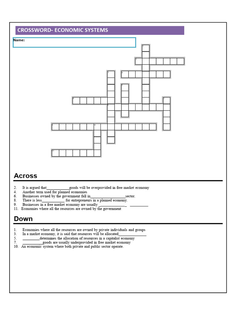 Crossword Economic System | PDF