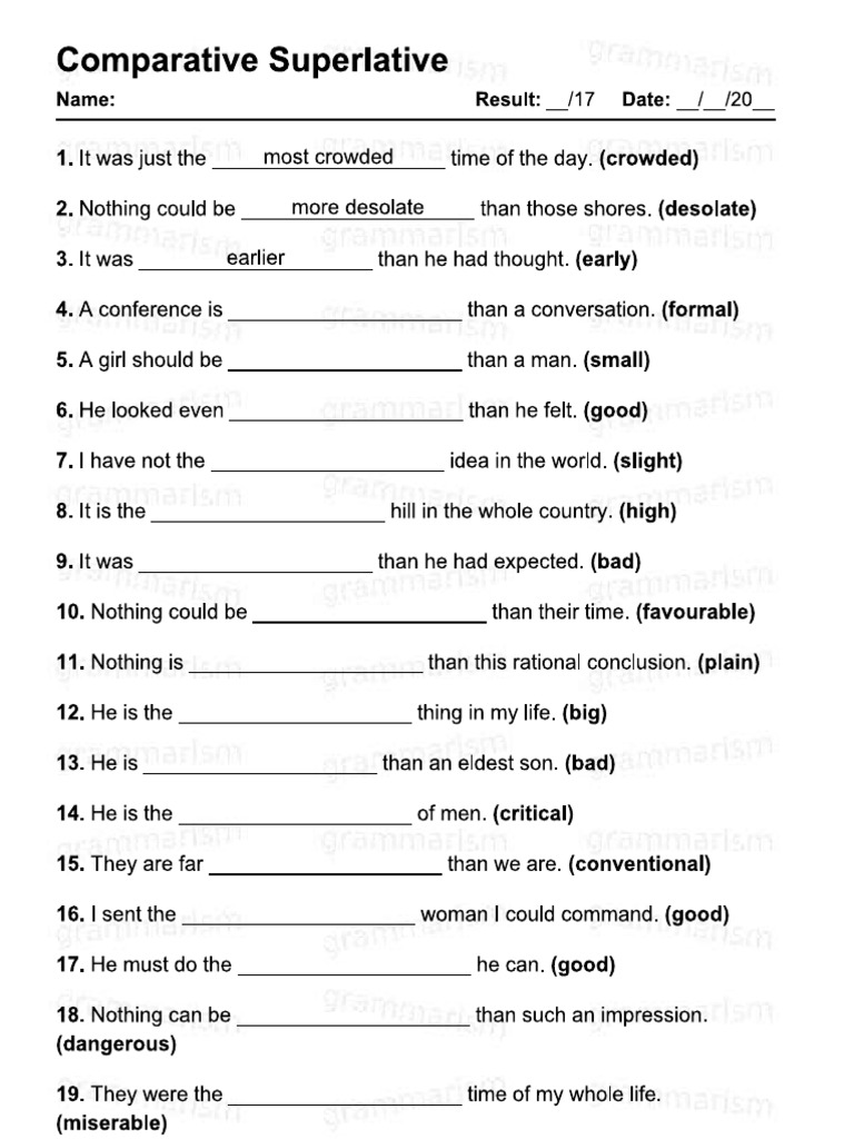 Grammarism Comparative Superlative Test 1 1805057 | PDF