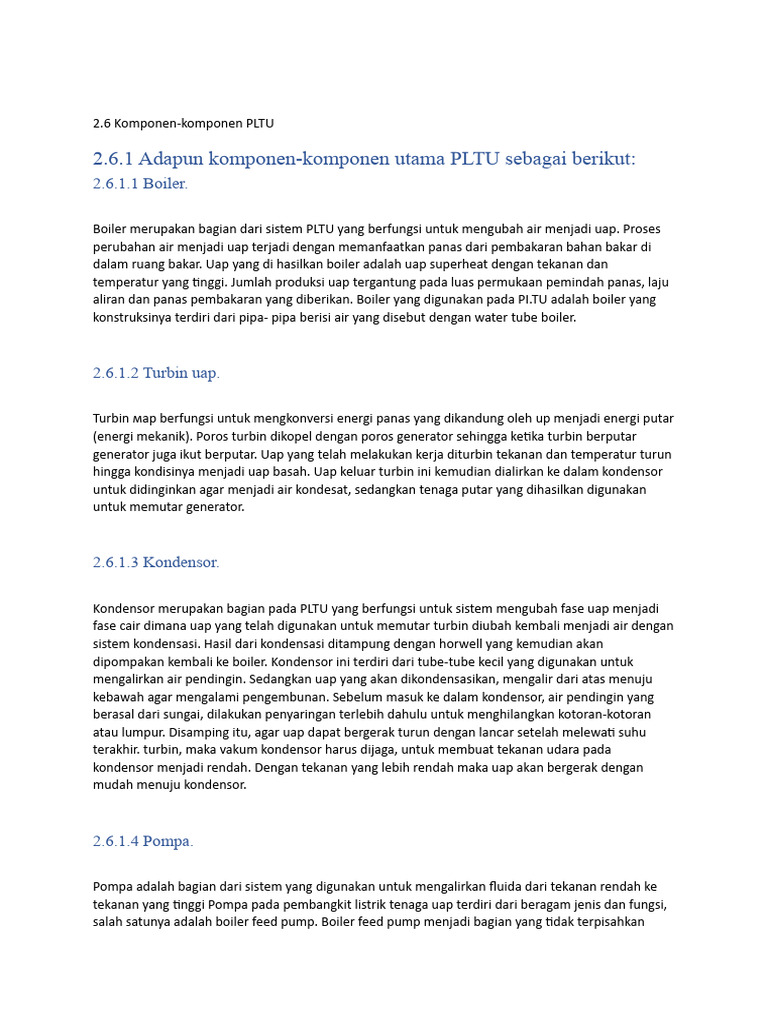 Komponen Pltu Dan Bahan Bakar | PDF