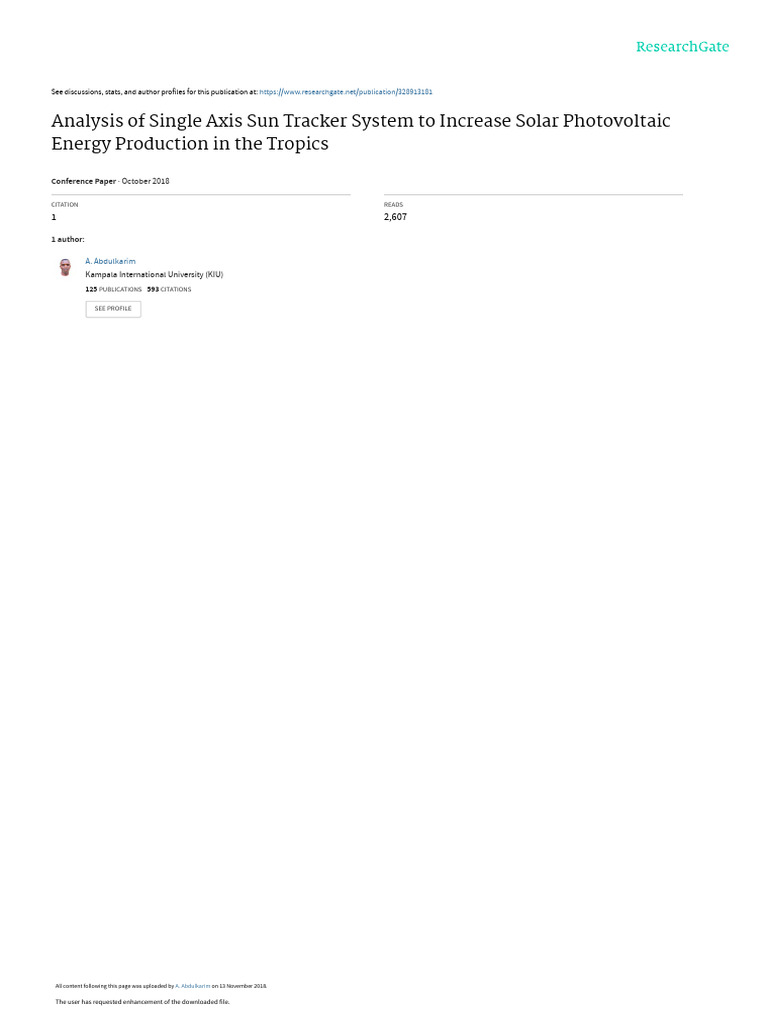 Analysisof Single Axis Sun Tracker Systemto Increase Solar Photovoltaic ...