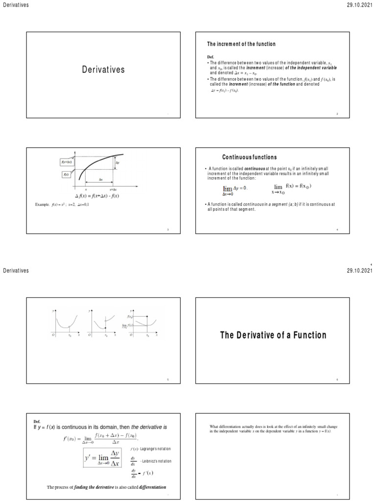 Derivatives Slides | PDF | Derivative | Function (Mathematics)