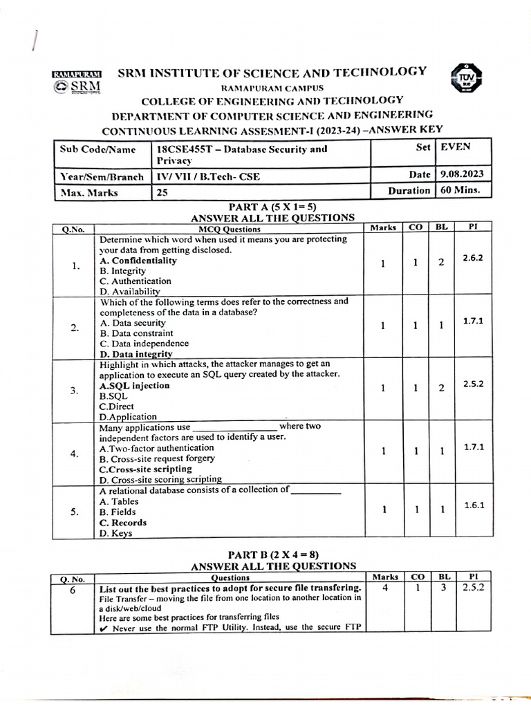 dbs-ct1 - Answer Key | PDF