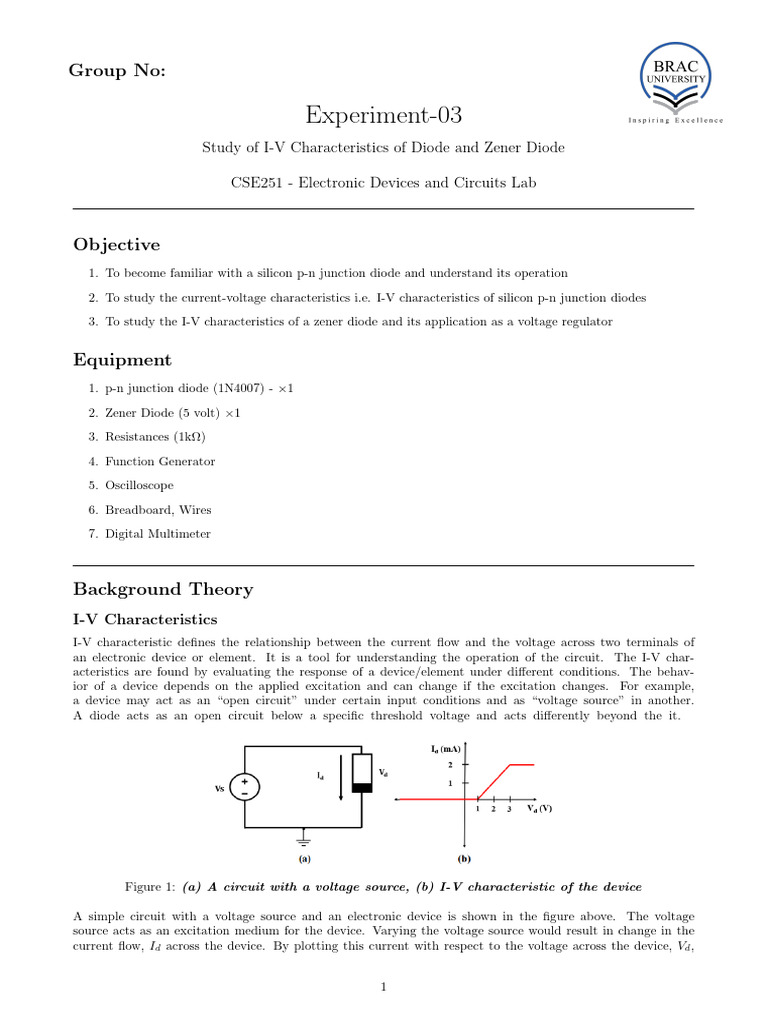 Exp 03 CSE251 Fall 2023 | PDF | Diode | P–N Junction