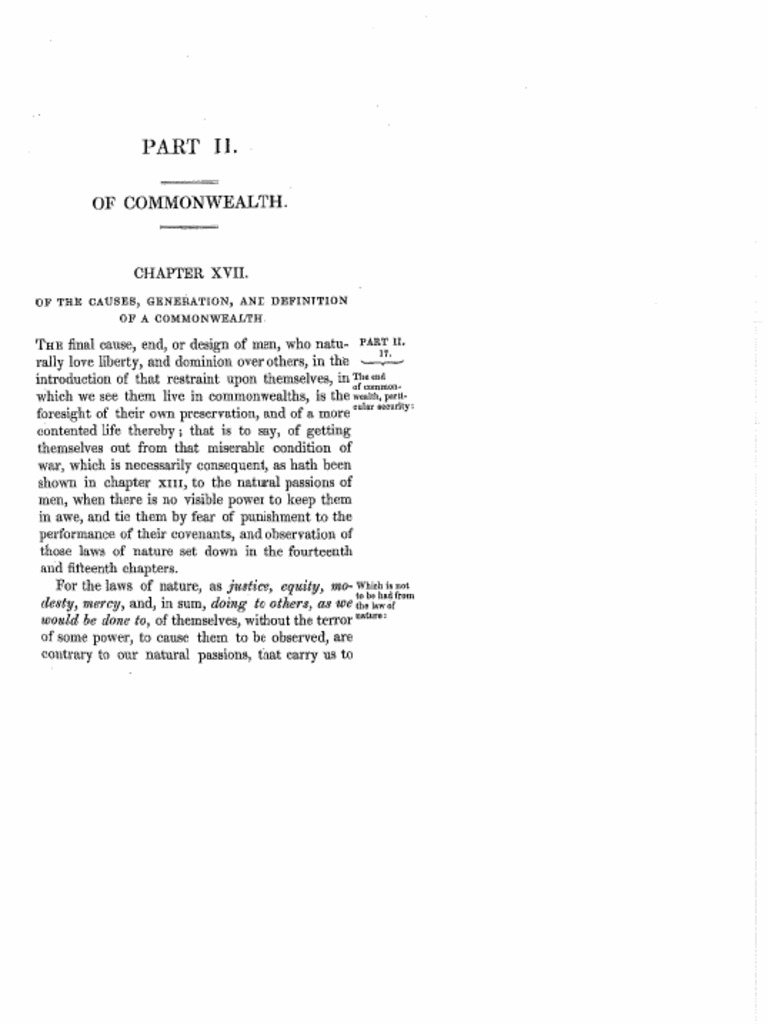 Leviathan. Part II Commonwealth. Ch. XVII Imprimir | PDF