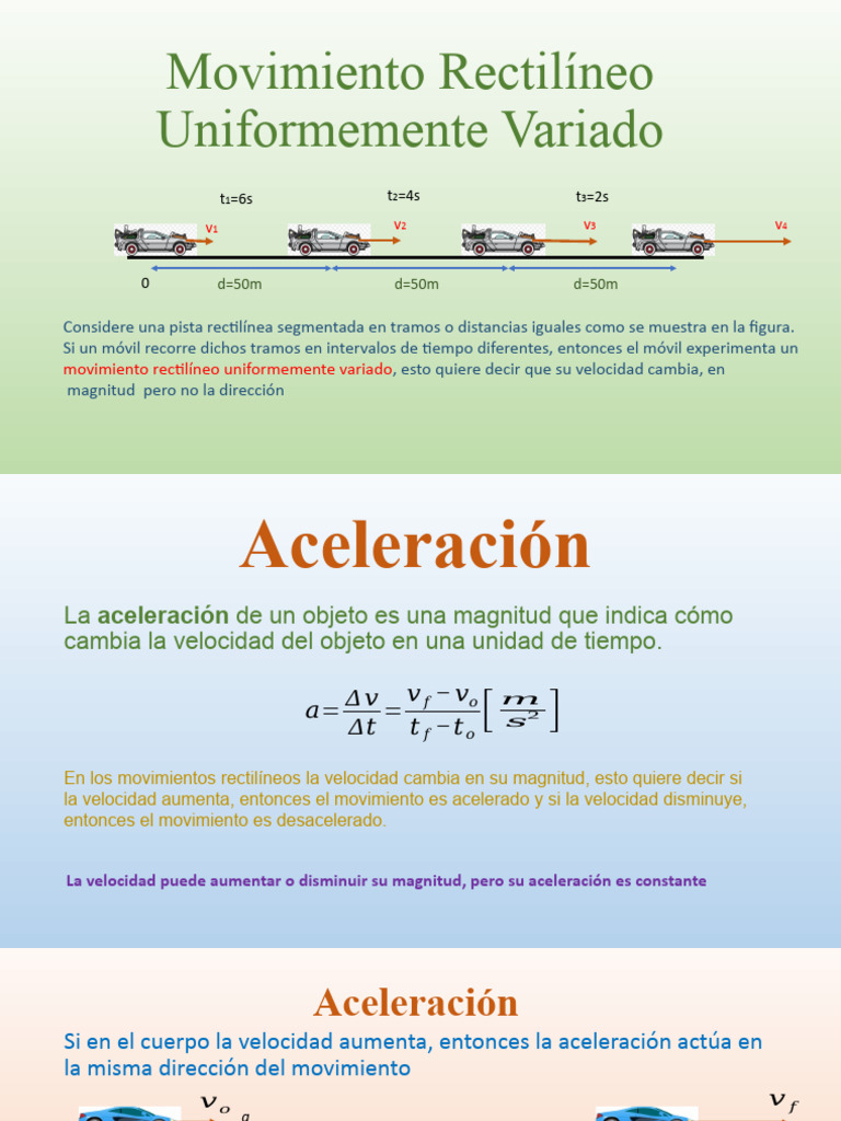 Movimiento Rectilíneo Uniformemente Variado | Descargar gratis PDF | Aceleración | Velocidad