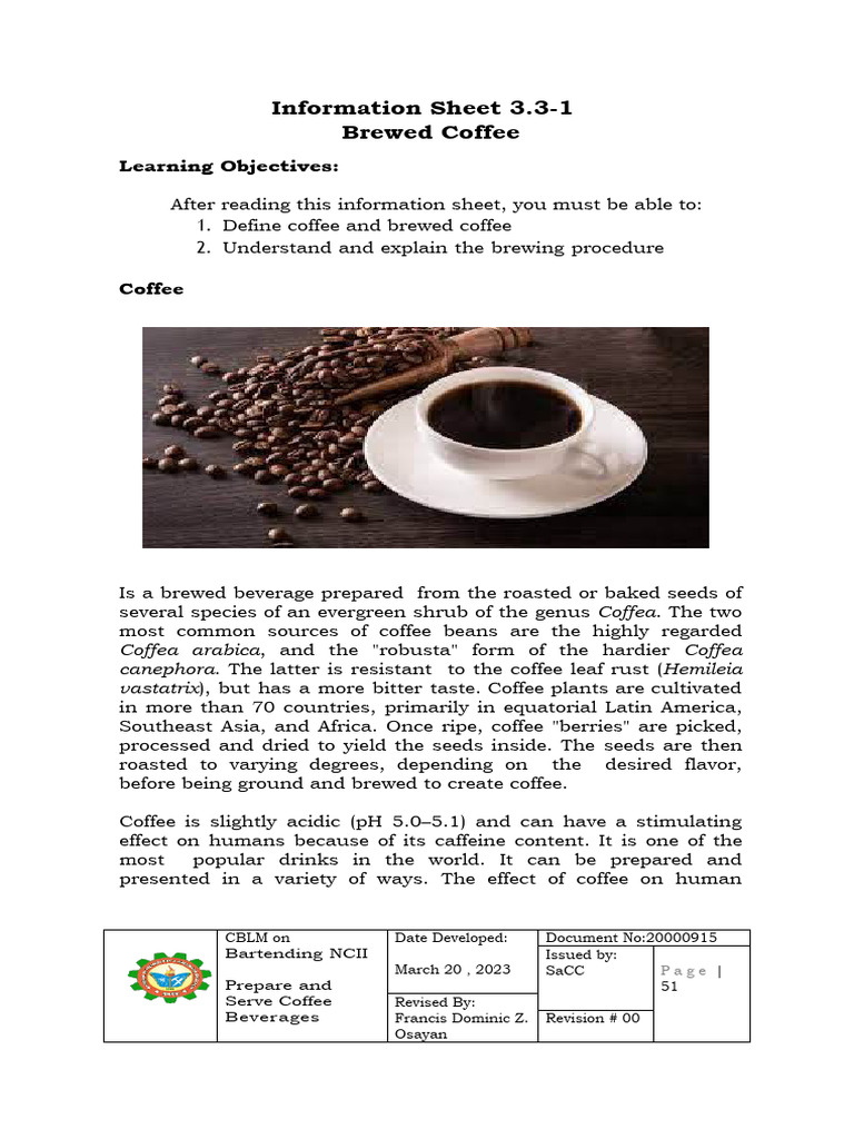 Sumpayo CBLM | PDF | Coffee | Food And Drink Preparation