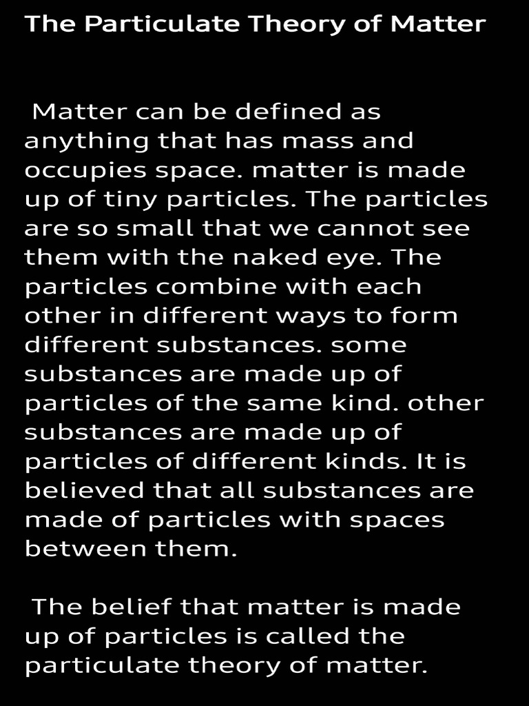 Particulate Theory of Matter | PDF