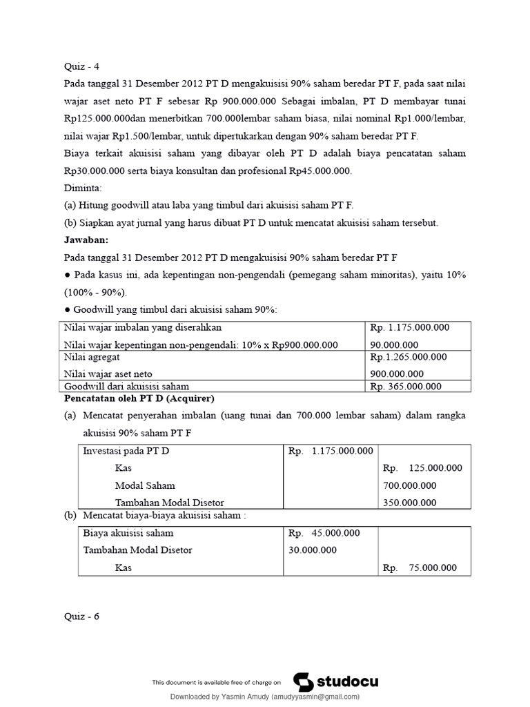 Soal Jawab Akl Advance Accounting 2 3 | PDF