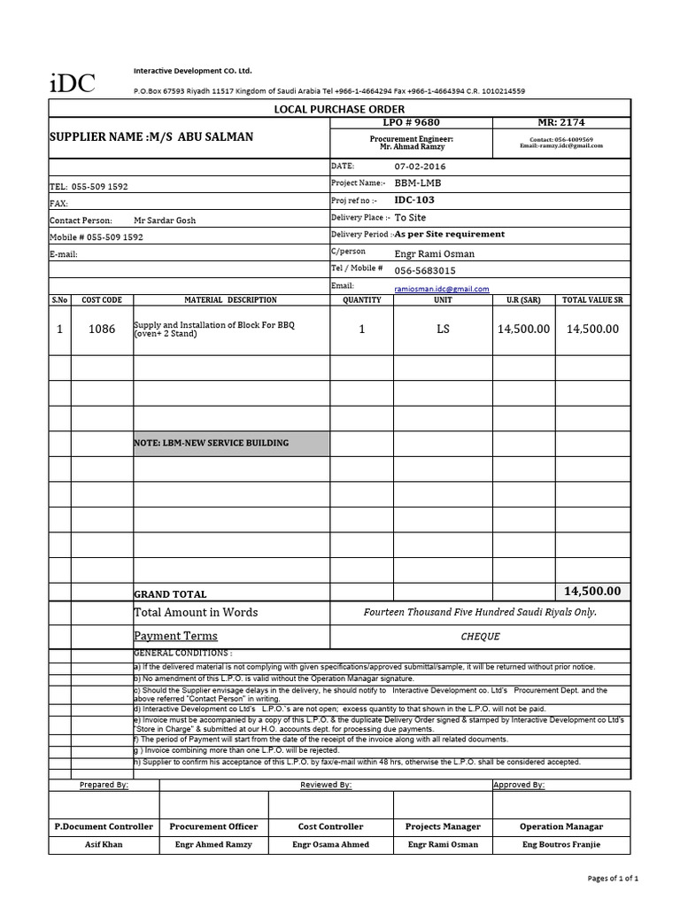 Lpo Idc 103 (Civil) Abu Salman | PDF | Invoice | Service Industries