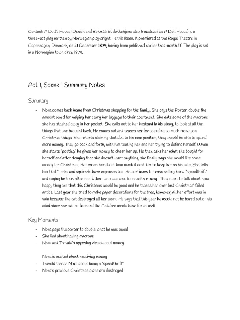 A Dolls House Character Profiles | PDF | A Doll's House