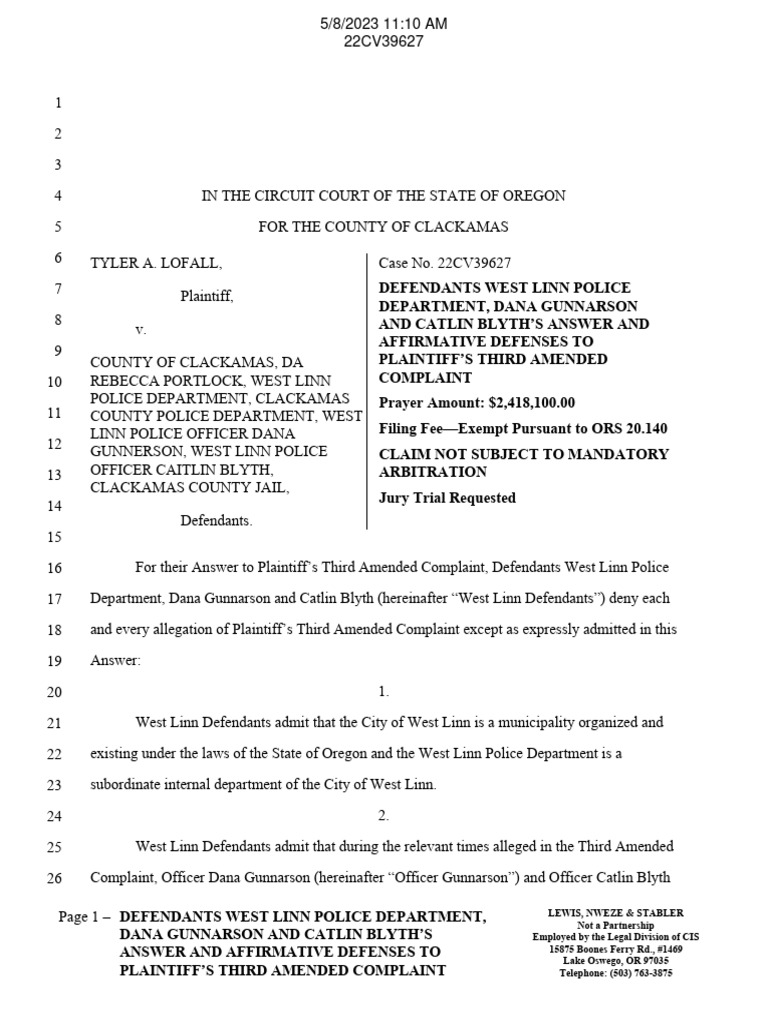 Answer - West Linn Police Dept Lies To Cover Up Their Misconduct (Again ... Answer - West Linn Police Dept Lies To Cover Up Their Misconduct (Again ...