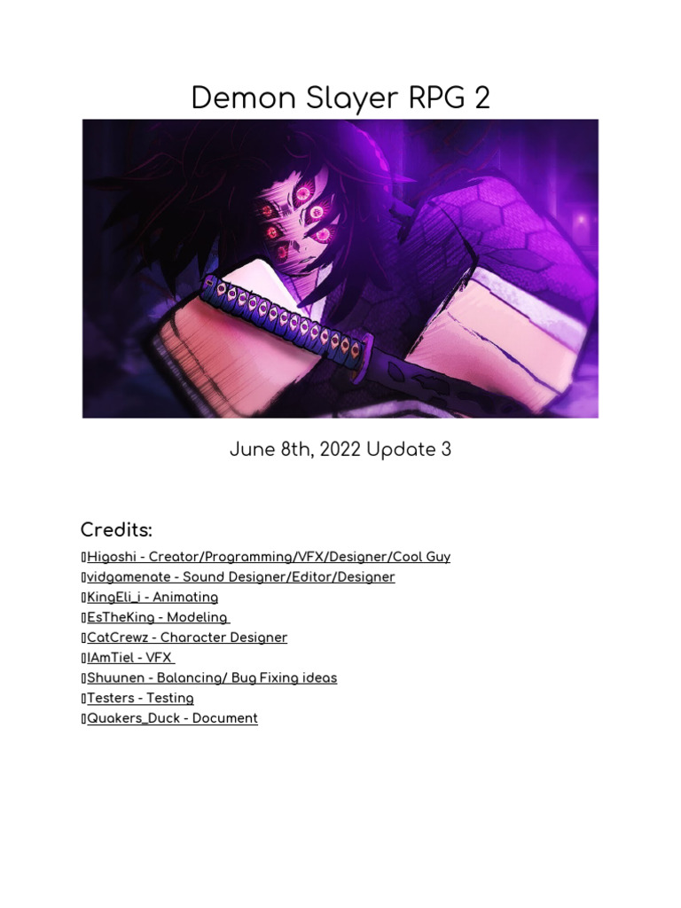 Demon Slayer RPG 2 Update 3 | PDF