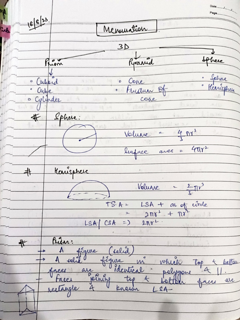 Mensuration Notes | PDF