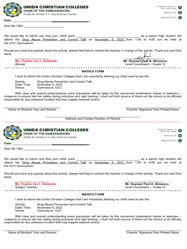 WAIVER Drug Abuse Prevention and Control Talk | PDF