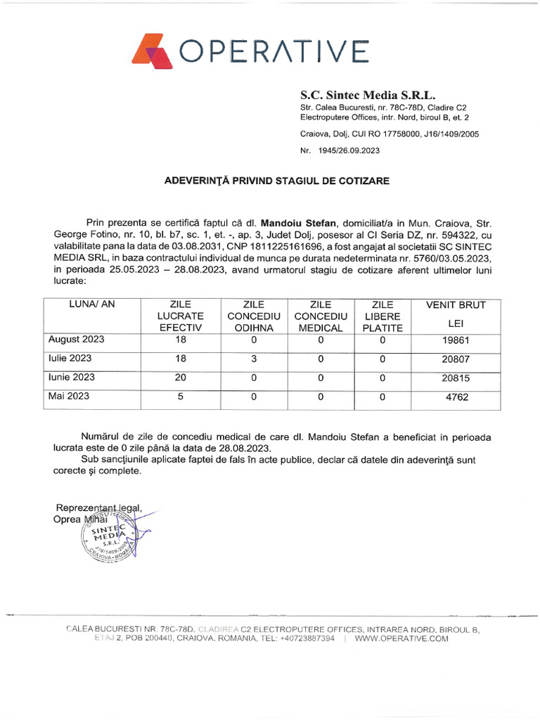 Adeverinta Cotizare | PDF