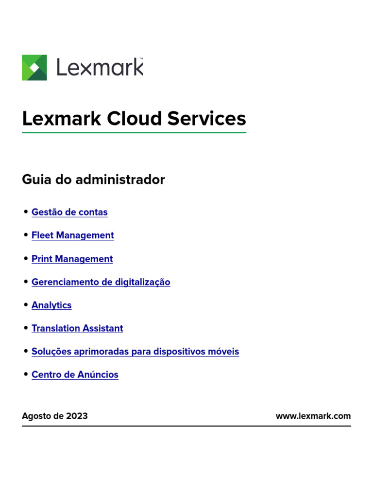 Lexmark CloudServices AdminGuide PT | PDF | Microsoft Windows | Windows 10
