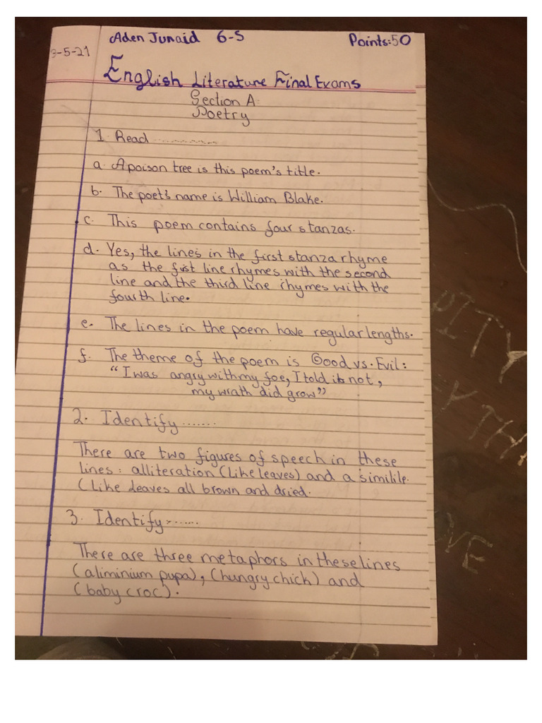 English Literature Exam | PDF