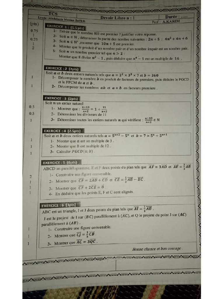 Devoir Libre n1 TCSF | PDF