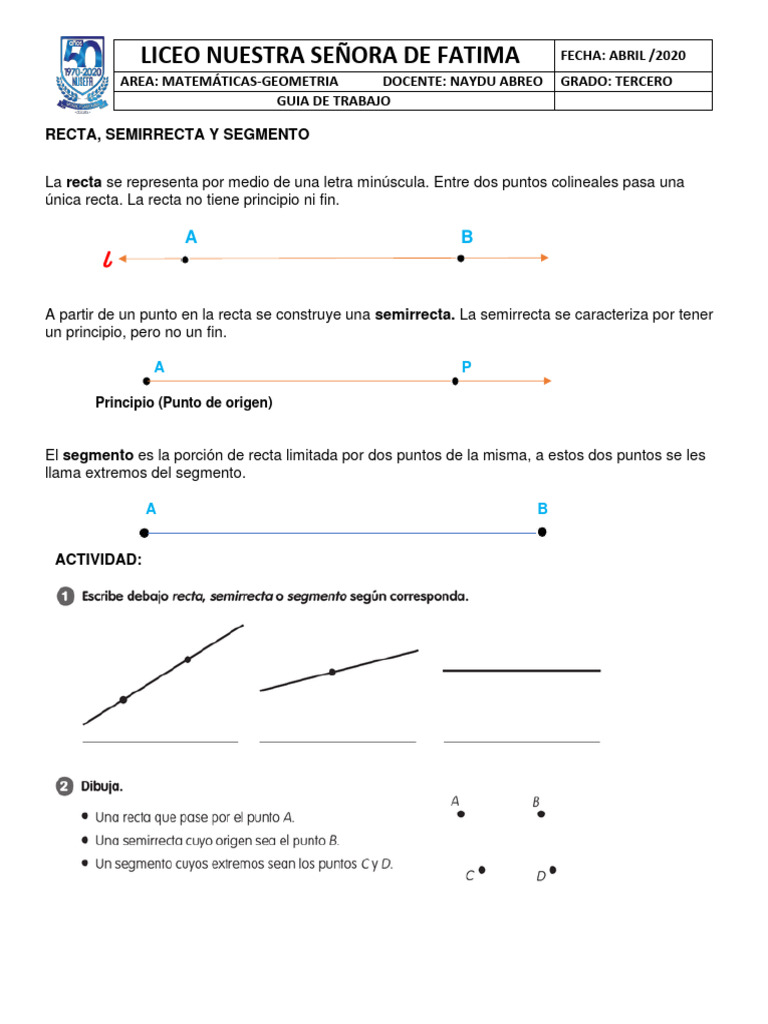 Recta, Semirrecta y Segmento en Geometría | PDF