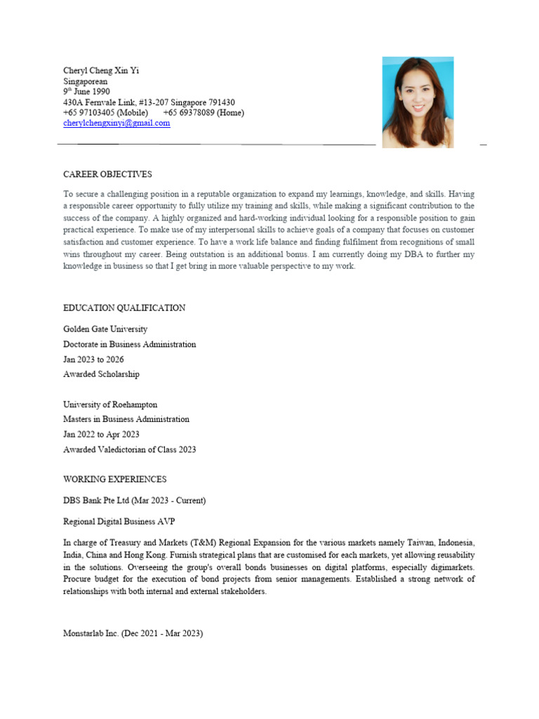 Cheryl CV | PDF | Graphic Design | Marketing