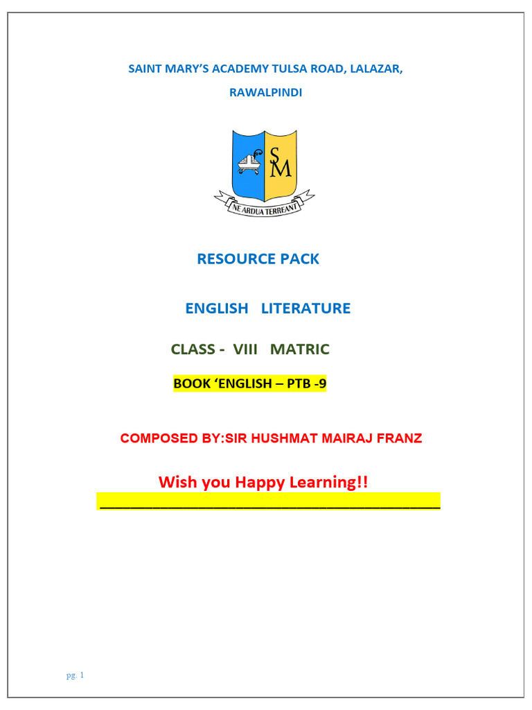 English Notes Class 8 For Test Series 3 - PTB - 9 Unit 3 and 5 Only (By ...