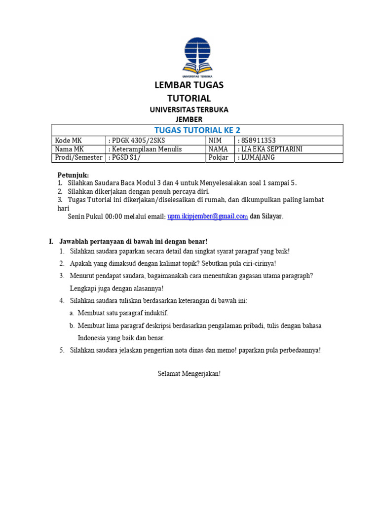 TT2 PDGK 4305 - Lia Eka S - 858911353 | PDF