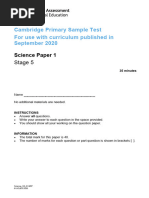 Stage 5 Sample Test Paper | PDF | Elementary Mathematics | Mathematics