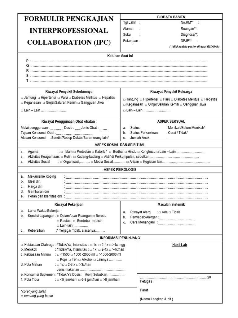 Format Pengkajian IPE-IPC | PDF