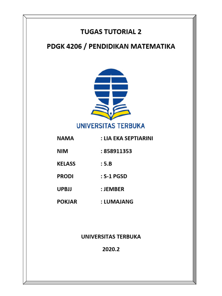 TT2 Pendidikan Matematika SD - Lia Eka Septiarini - 858911353 | PDF