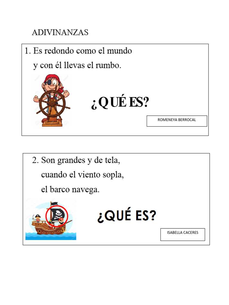 Adivinanzas de Barcos y Piratas | PDF | Transporte de agua | Embarcación