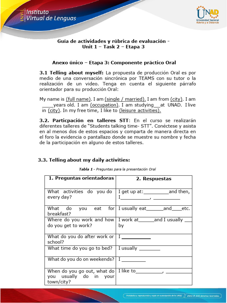 Anexo Único - Etapa 3 Componente Práctico Oral | PDF | Comunicación humana | Comunicación