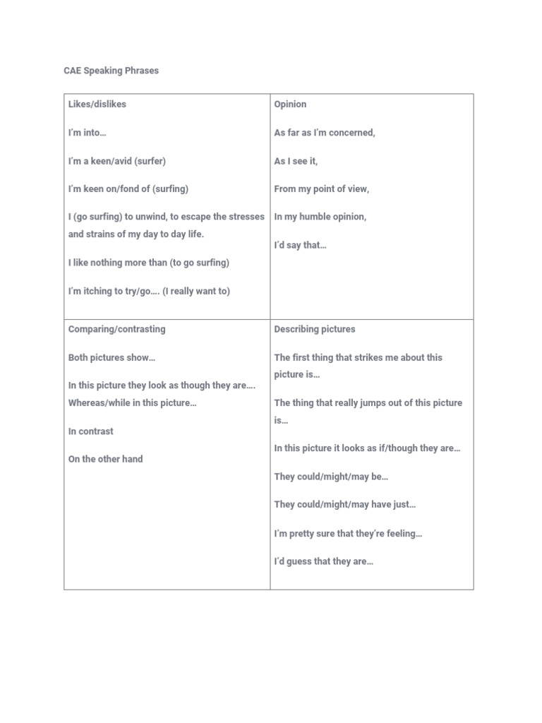 Speaking Exam CAE | PDF