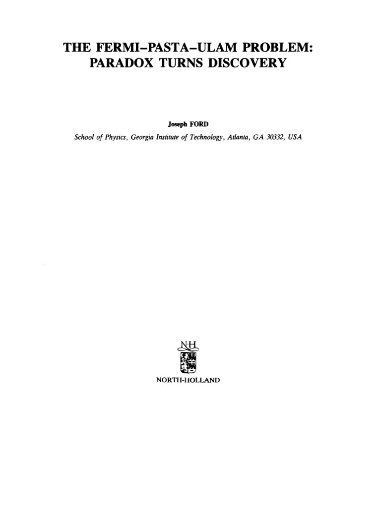 Fermi Pasta Ulam Tsingou | PDF | Hamiltonian Mechanics | Perturbation ...