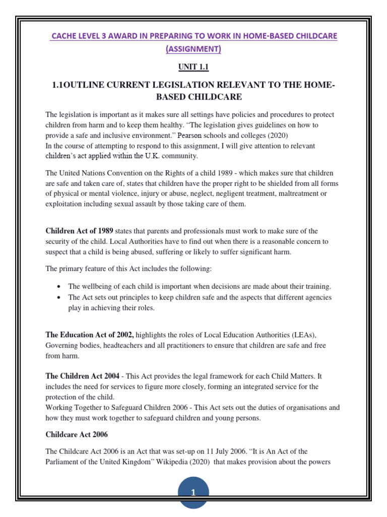 Current UK Childcare Legislation Overview | PDF | Child Care | Government