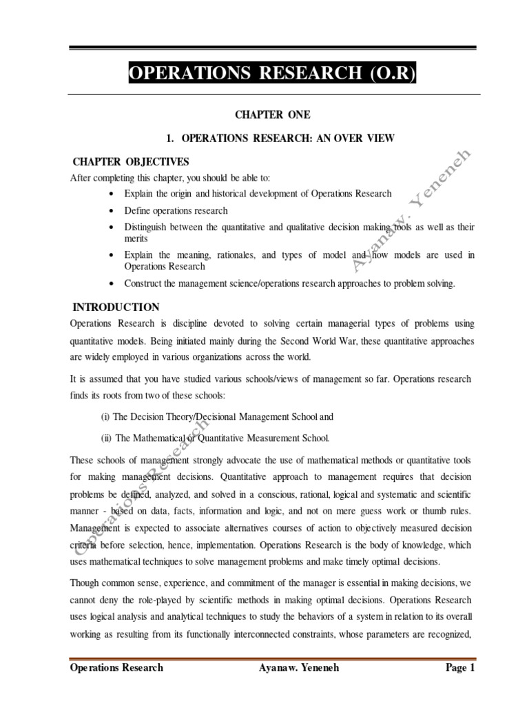 Operations Reserch Unit 1&2 | PDF | Mathematical Optimization | Linear ...